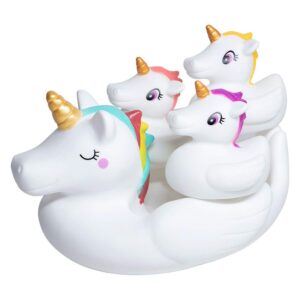 woby baby bath toys cute unicorn spray toys bathroom rubber floating bathtub squirt toys for toddlers infants 6-12 months girl ideal gifts value pack 4pcs set