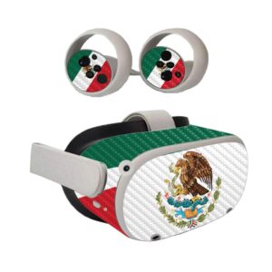 mightyskins carbon fiber skin compatible with oculus quest 2 - mexican flag | protective, durable textured carbon fiber finish | easy to apply, remove, and change styles | made in the usa