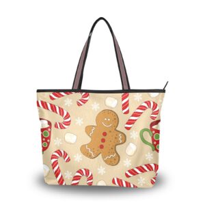 kfbe christmas gingerbread women tote bags snowflake top handle satchel handbags purse shoulder bag for shopping l 2080395