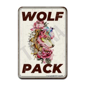 wolf's pack 8x12 inch retro look tin decoration art sign for home kitchen bathroom farm garden garage inspirational quotes wall decor