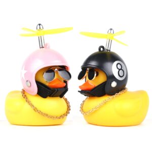 meijiaba car duck, rubber bike large duck for car ccessories, dashboard toy small duck decoration(2 pack 8&pink)