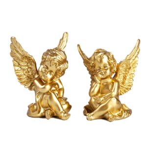 golden angel small decoration resin statuecreative decoration home accessories decoration birthday gift (set of angel ornaments)