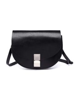 old trend genuine leather bay clam crossbody bag (black)