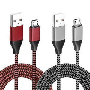 sissfo 15ft charger charging for ps4 controller cable 2pcs nylon braided micro usb 2.0 high speed data sync cord for xbox one s/x, playstation 4, ps4 slim/pro controller charger and play cord