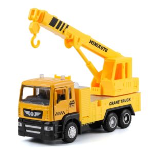 toy crane truck diecast metal cars construction truck wiht light and sound pull back vehicles toy trucks for boys age3,4,5,6 (1pc) (crane truck)