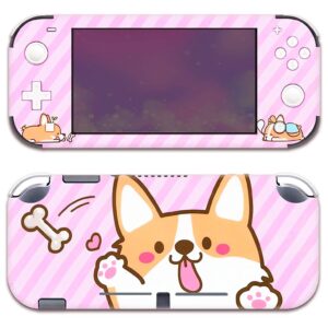 belugadesign dog corgi switch skin | pastel sticker wrap vinyl decal | cute kawaii bone butt animal cartoon | full set compatible with nintendo switch (switch lite, pink)