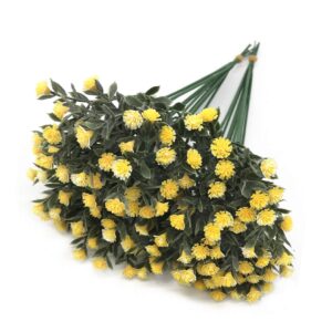 lovenimen artificial mini flowers, gypsophila plastic plants fake flowers wedding bridal bouquet party indoor outdoor diy home garden verandah corridor table arrangements decoration yellow - 20 pcs