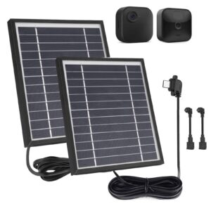 itodos 2 pack solar panel compatible with blink outdoor 4 (4th gen)/blink outdoor (3rd gen) xt3 and blink xt/xt2 camera,11.8ft outdoor power cable and adjustable mount,aluminum alloy sturdy(black)