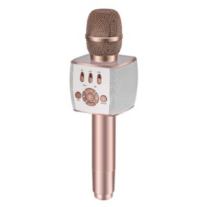 bonaok bluetooth wireless karaoke microphone,portable karaoke machine with duet sing for car/party/pc/all smartphones x39 rose gold