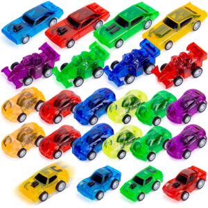 3 otters 24pcs small pull back cars for kids, mini race car party favors, easter egg prefilled basket stuffers filler and classroom prize supplies