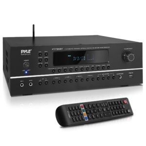 pyle 7.1-channel hi-fi bluetooth stereo amplifier - 2000 watt av home theater speaker subwoofer surround sound receiver w/ radio, usb, rca, hdmi, mic in, supports 4k uhd tv, 3d, blu-ray - pt796bt