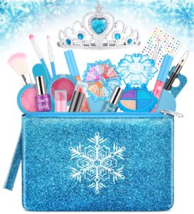 kids makeup kit for girls, washable real makeup set for little girls, princess frozen toys for girls toys for 4 5 6 7 8 year old, kids play makeup starter kit cosmetic beauty set frozen makeup set