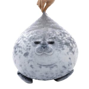 arelux 17.7in soft seal plushie pillow: chubby blob seal hugging pillow,cute stuffed animal plush pillow toy kawaii room decor for kids boys girls