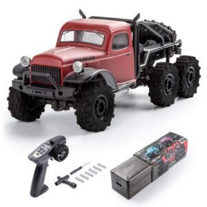 fms 1:18 atlas 6x6 crawler rtr waterproof remote control car with led lights all terrain hobby off road rc truck electric toy for kids and adults (red)