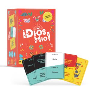 dios mio! party game - bilingual comedy card game for latinos, fun for family game night, ages 17+, 4-10 players, 30-60 min playtime, made by fitz games