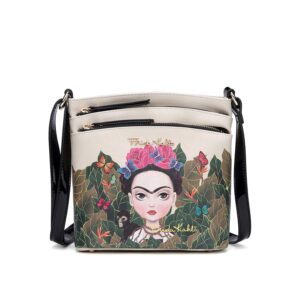 frida kahlo cartoon licensed crossbody bag (black: cartoon)