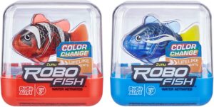 robo alive robo fish robotic swimming fish (lilac + pink 2 pack) by zuru water activated, changes color, comes with batteries, amazon exclusive - lilac + pink (2 pack)