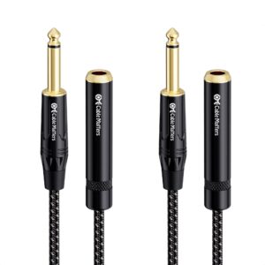 cable matters 2-pack 1/4 inch mono ts extension cable in black - 6 feet / 1.8 meters, guitar extension cable, 1/4 instrument extension cable