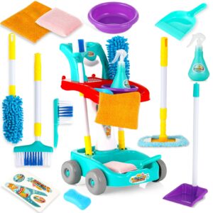 kids cleaning set for toddlers, pretend play housekeeping supplies kit for boys and girls complete with broom, mop, dust pan, spray bottle and more, little helper tools and montessori toys