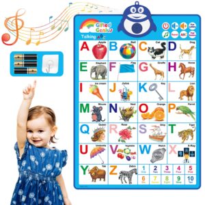 gifted genius electronic interactive alphabet wall chart, talking abc & 123s & music poster, best educational toy for toddler. kids fun learning at daycare, preschool, kindergarten for boys & girls