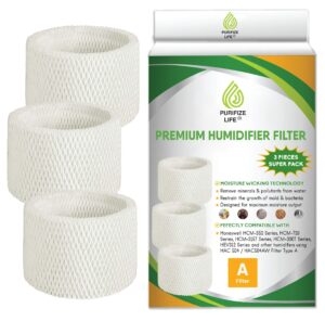 purifize life premium replacement wick filter for honeywell humidifier hac-504, hac-504aw, hac504, filter a, hcm-350, hcm 350, hcm350w, hcm-315t, hcm-600, hcm-710 and other cool mist models (3 pack)