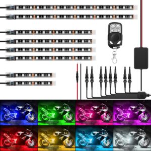 nilight 8pcs motorcycle rgb led light kit waterproof multi-color atmosphere lights lamp with 4key rf wireless remote for harley davidson honda kawasaki suzuki, 2 years warranty (tl-42)