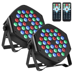 litake 36 led stage lights,sound activated dj par stage uplights packages,rgb dj party lights remote & dmx controlled, dj uplighting for events festival party church concert,2 packs