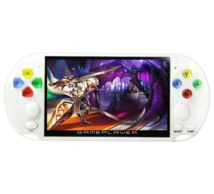 czt 5.1-inch multi-function video game console color crystal buttons built-in 9600 games mp3mp4 lithium battery game archive av out dv/dc hand-held gaming device (white)