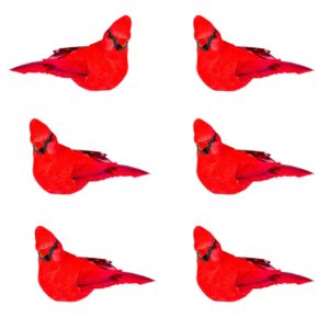 christmas cardinal floral red artificial feathered birds on a iron wire xmas tree ornaments craft decorations for home garden wedding decor pack of 6