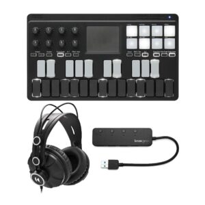 korg nanokey studio mobile midi keyboard bundle with closed-back studio monitor headphones and 4-port usb 3.0 hub (3 items)