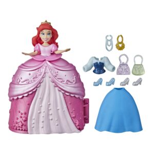 disney princess secret styles fashion surprise ariel, mini doll playset with extra clothes and accessories, toy for girls 4 and up