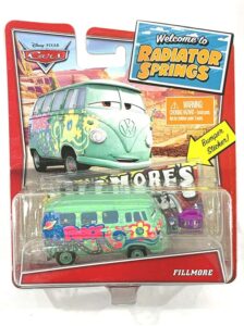 pixar disney cars 1:55 scale [fillmore] with bumper sticker, welcome to radiator springs