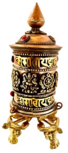 qt s tibetan hand carved table top prayer wheel - premium spiritual/relaxation/meditation/yoga accessories gift set - home & zen decor - om mani padme hum mantra made in buddha born country, nepal