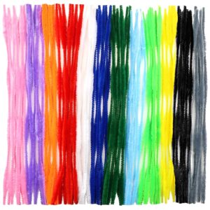 toaob 120pcs fuzzy bumpy pipe cleaners 12 assorted colors chenille stems craft supplies 13mm x 12 inch pipe cleaners for diy art crafts decorations