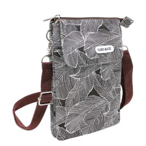 allydrew mini crossbody cell phone bag, front flap/brown leaves