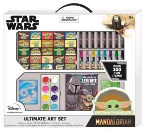 innovative designs star wars mandalorian baby yoda mega art set for kids with stickers for painting + coloring