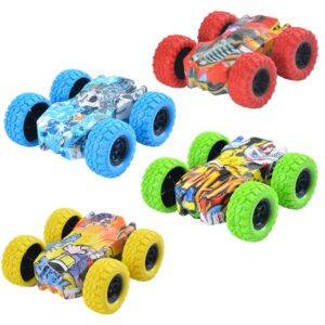 dqswko double-sided pull back carsr. friction cars for kids ，vibration inertial car. toy pull back car. big tire four-wheel drive toy car for boys and girls（4pcs）