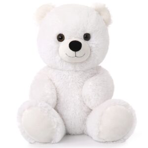 tezituor white teddy bear stuffed animal, cute 18 inch stuffed teddy bear for girlfriend kids, soft plush bear stuffed animal valentine's christmas birthday gifts