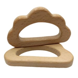 2pcs natural wood cloud shape teether toys diy teething necklace cute animal pendant nursing soothing accessories (cloud 2pcs)