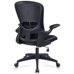 felixking office chair, ergonomic desk chair with adjustable height, swivel computer mesh chair with lumbar support and flip-up arms, backrest with breathable mesh (black)