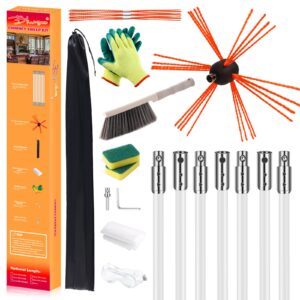 bluesea 23 feet chimney sweep kit, ergonomic chimney cleaning kit, extends up to 23 feet, chimney cleaner, chimney cleaning tools, chimney cleaning system with strong brush, 7 flexible chimney rods