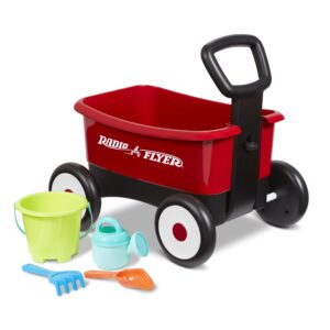 radio flyer my 1st wagon with beach and garden tools, 2-in-1 wagon, ages 1-4 , red