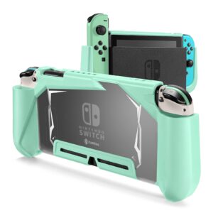 tomtoc protective case for nintendo switch, tpu dockable grip case with 2 game cards slots, shock-absorption and anti-scratch split cover