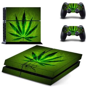 zoomhitskins compatible for ps 4, weed 420 green grass leaves, durable & fit vinyl, made in the usa