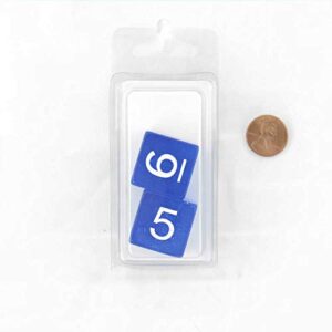 blue jumbo transparent dice with white numbers d6 25mm (1 inch) set of 2 wondertrail