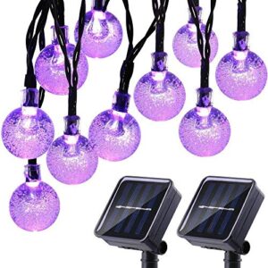 liupengwei solar string light, 20led, 5m outdoor crystal ball christmas decorative lights christmas tree lawn home garden, dew purple waterproof solar lamp garden ghost light