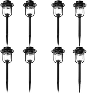 home zone security pathway & garden solar glass lights stainless steel (8-set)