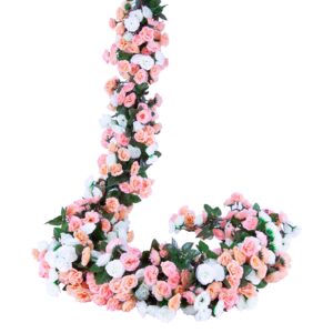 eplst 3 pack/17.7 ft flower garland fake flower rose vine hanging plant lifelike silk decorative for wedding arch garden wall home party hotel office arrangement decoration