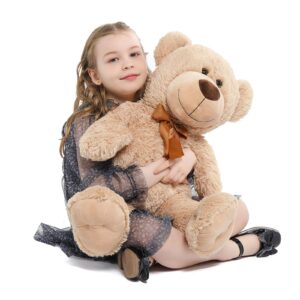 tezituor big teddy bear stuffed animal, 26 inch medium size stuffed teddy bear plush toy for chirstmas valentine's day birthday, soft teddy bear plush for kids girlfriend, tan