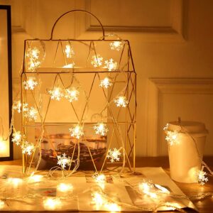 cyoidai lights, 30 led snowflake string lights battery operated waterproof lights with 8 lighting modes warm white bedroom patio room garden party home indoor outdoor christmas tree decorations